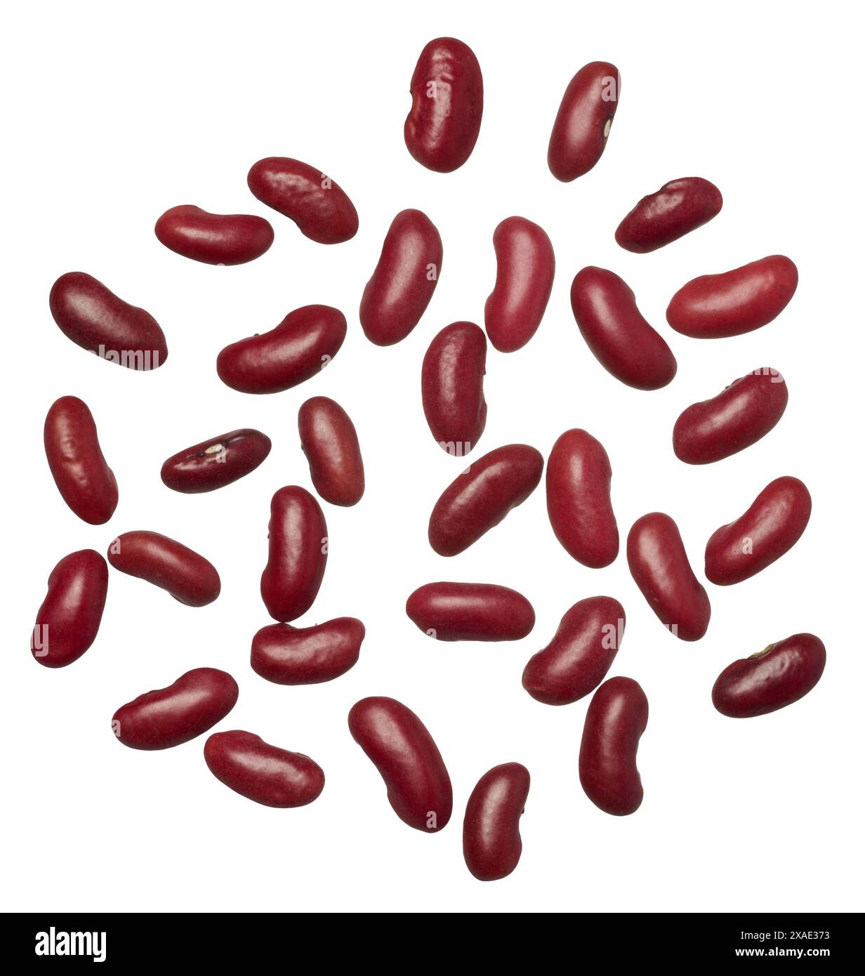 Raw red beans on isolated background, top view Stock Photo - Alamy