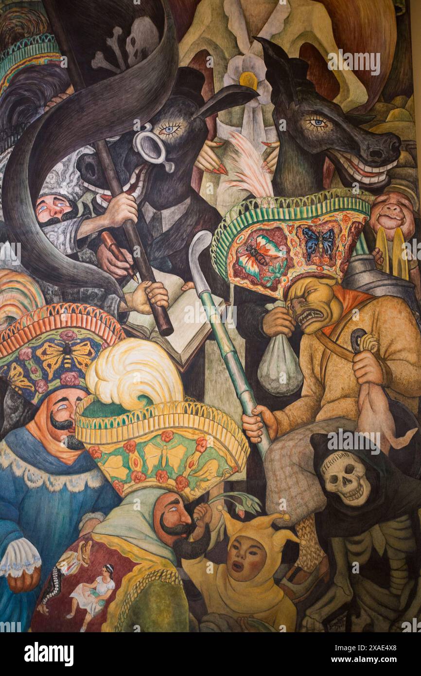 Mexico, Mexico City, Palacio de Bella Artes, Mural by Diego Rivera ...