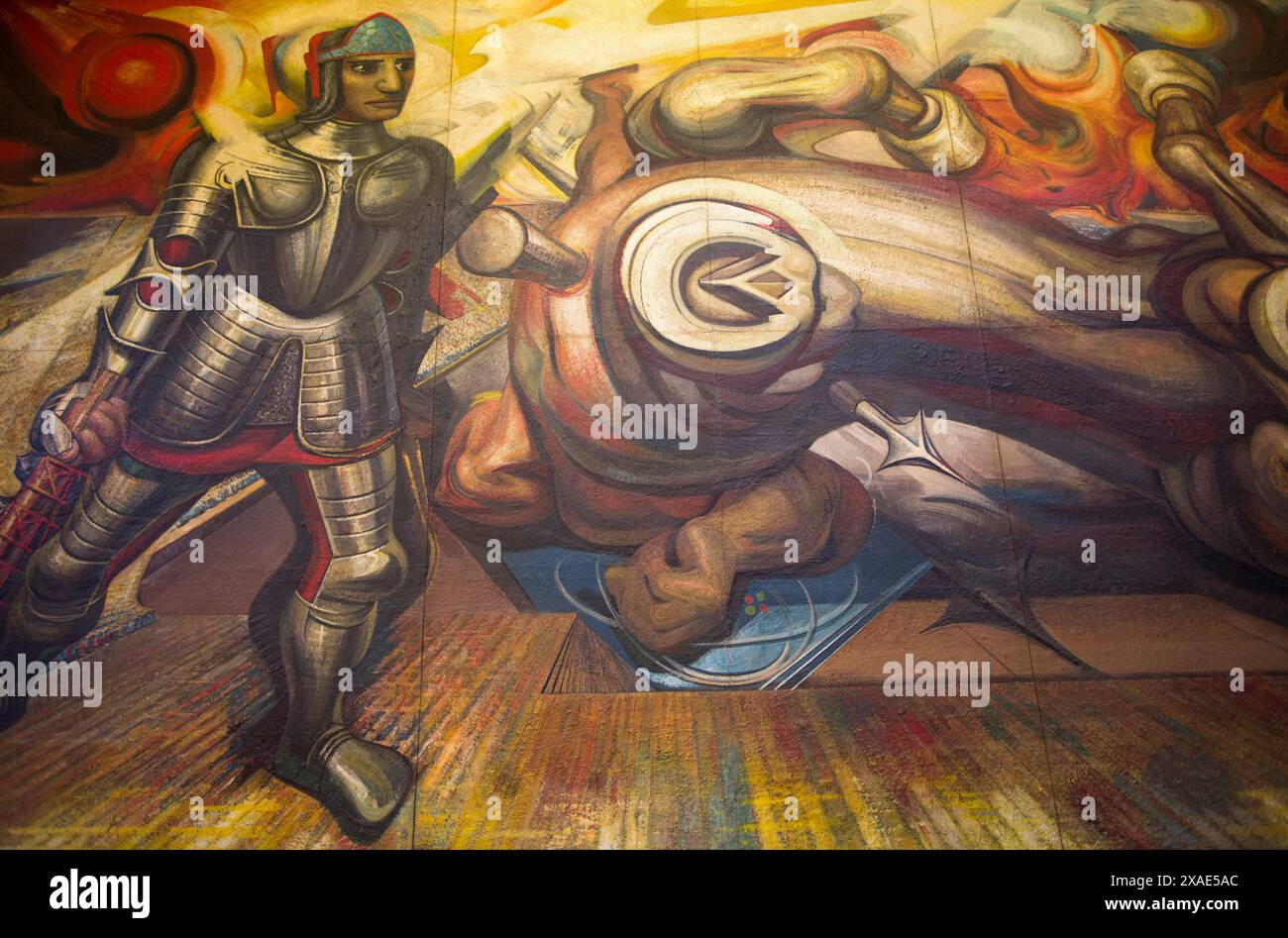 Mexico, Mexico City, Palacio de Bella Artes, mural by David Alfaro ...