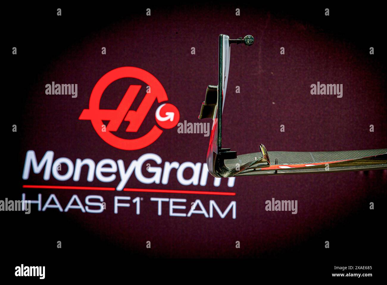 Haas F1 Team front wing and logo in PitLane - during Formula 1 Aws ...