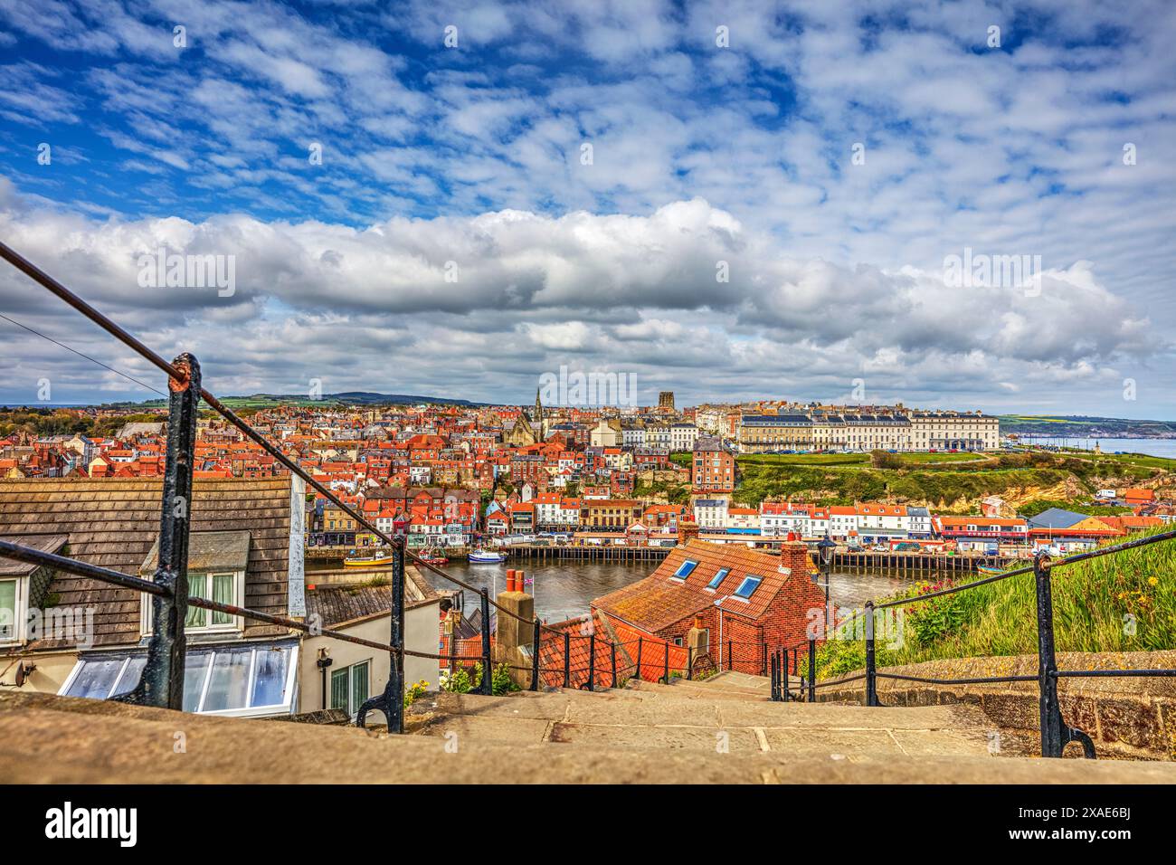 Whitby Town, Yorkshire, England, UK, 199 steps Whitby, Whitby 199 steps ...