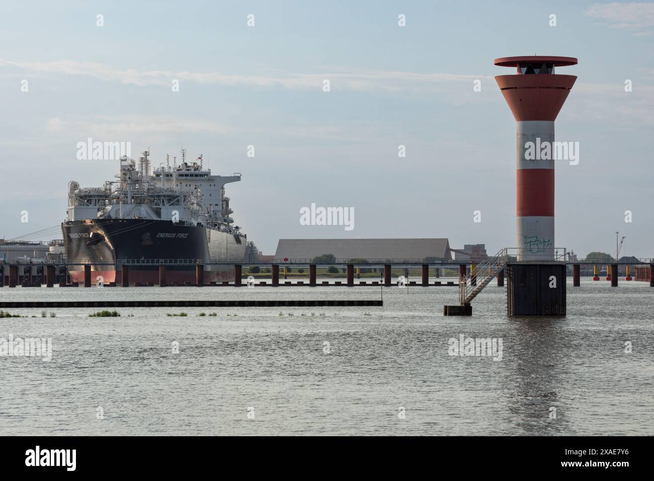 Stade, Germany – May 28, 2024: Gas tanker ENERGOS FORCE moored at ...