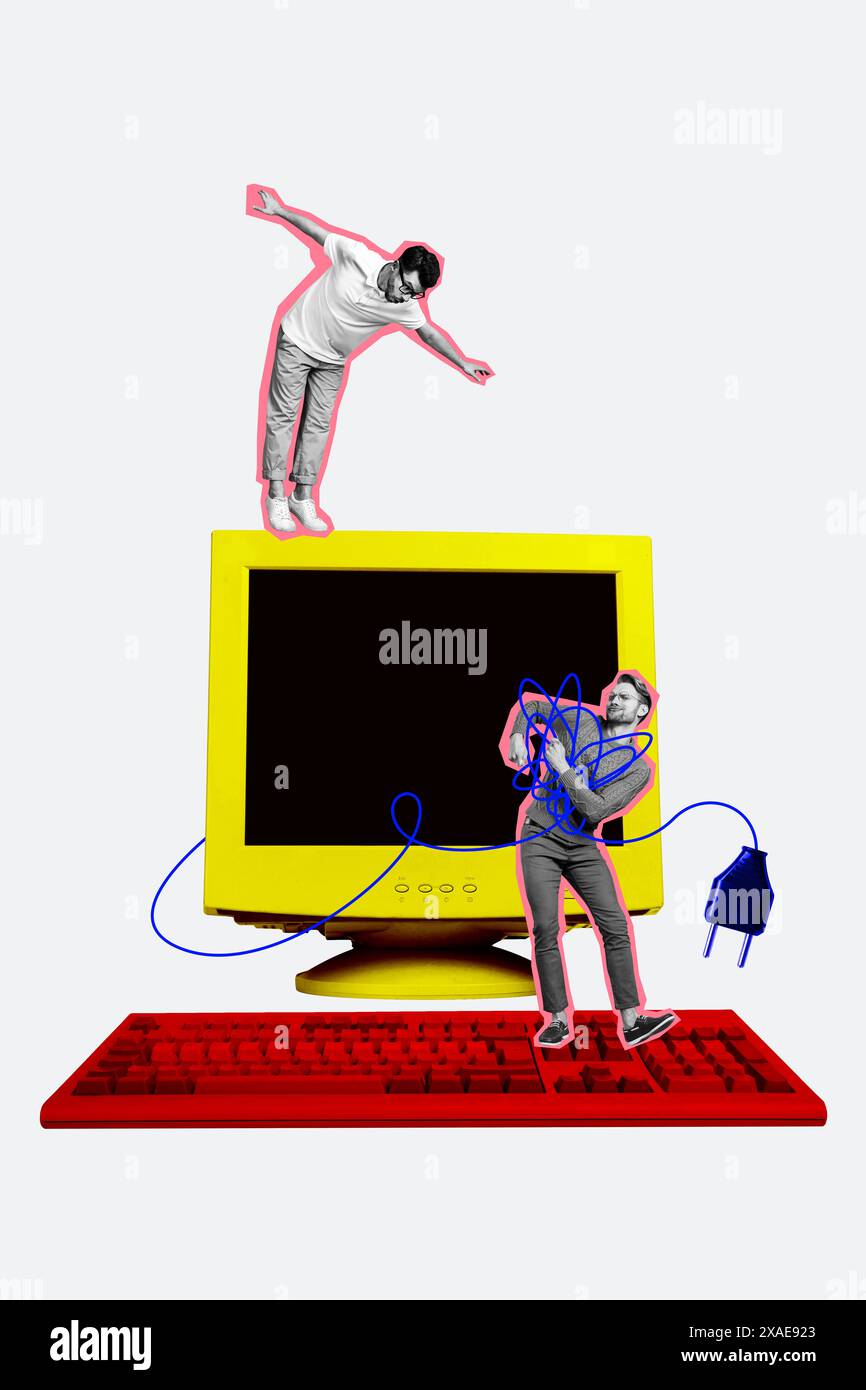 Vertical picture collage computer device monitor screen cable socket ...