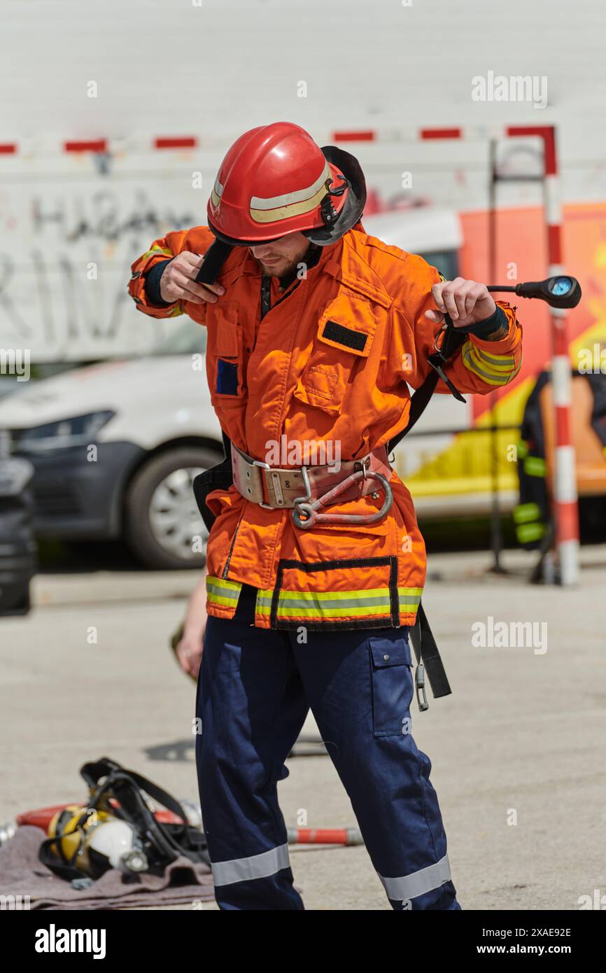 Firefighter Training and Preparing in Professional Gear for Job Hazards ...