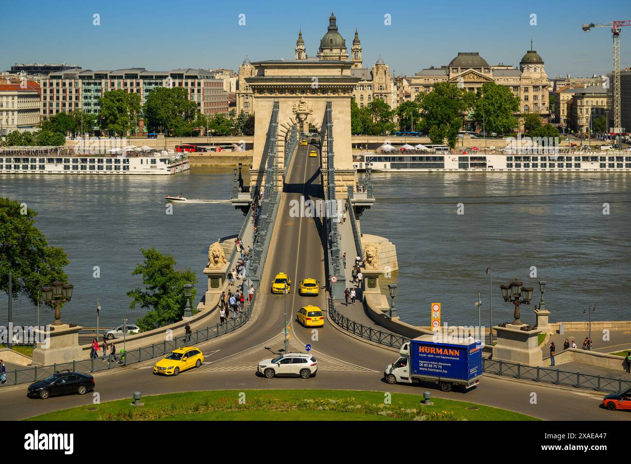 The Budapest Chain Bridge taken from Buda Castle, Budapest, Hungary ...