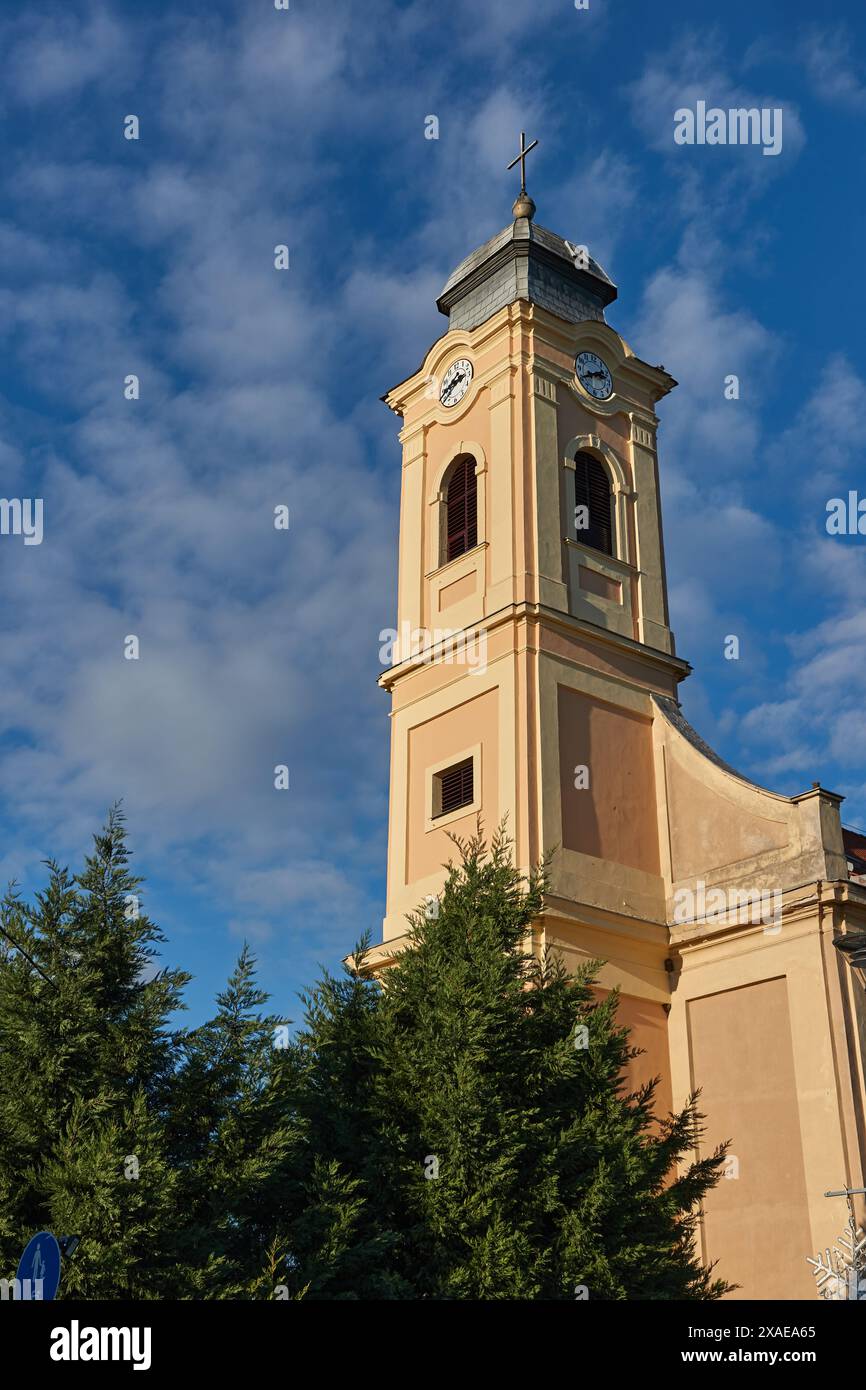 Old church tower renovated Stock Photo - Alamy