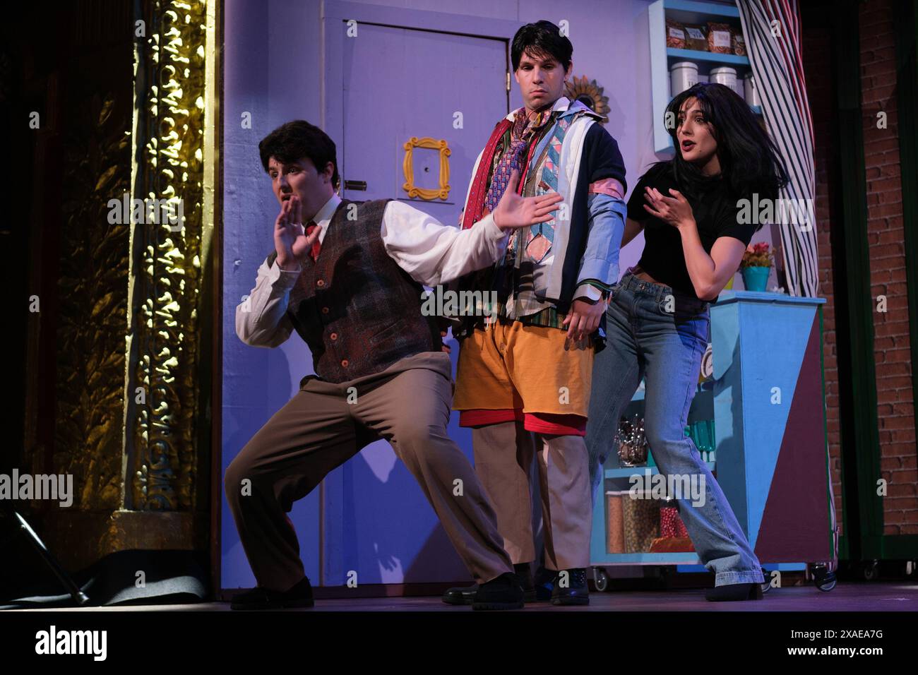 Actors sing during the performance of Friends, The musical at the ...