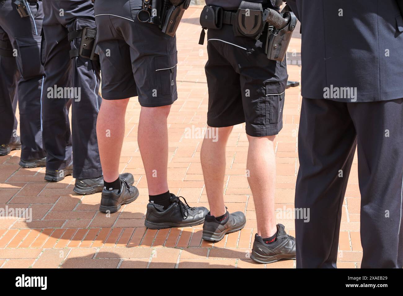 06 June 2024, Mecklenburg-Western Pomerania, Ueckermünde: Two police ...