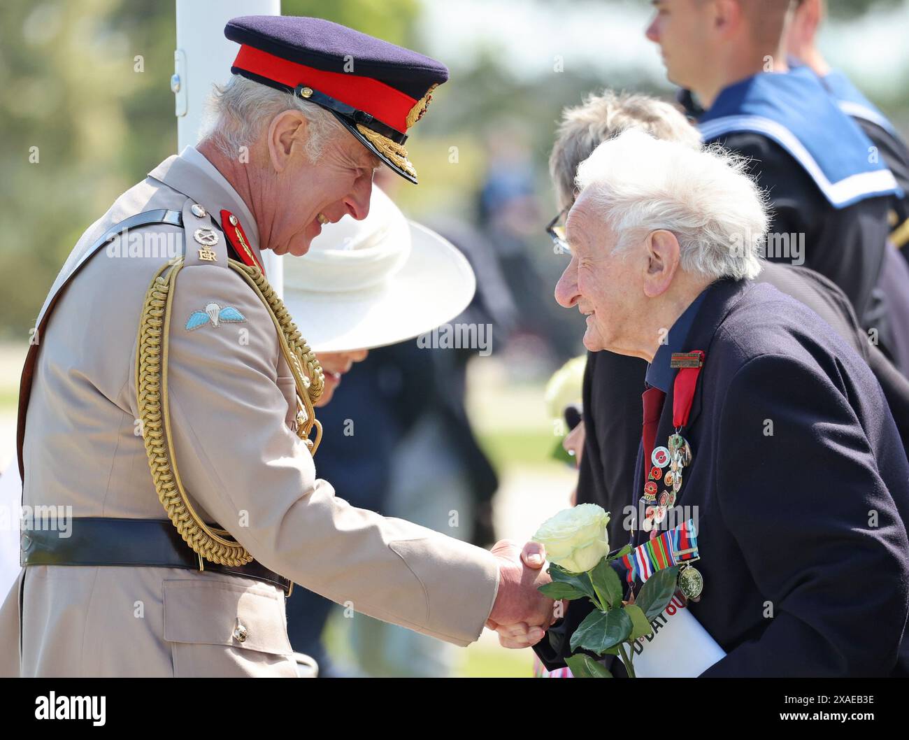 King Charles III meets D-Day veteran Albert Keir following the UK ...