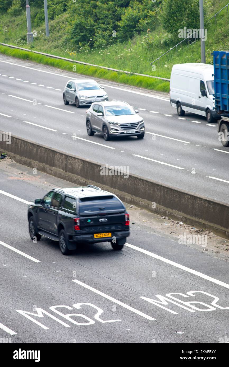 A section of the M62 motorway at Tingley near Leeds, West Yorkshire.The ...