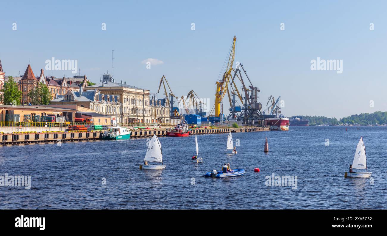 Vyborg, Russia - May 27, 2024: Young sailors on small sailing boats ...