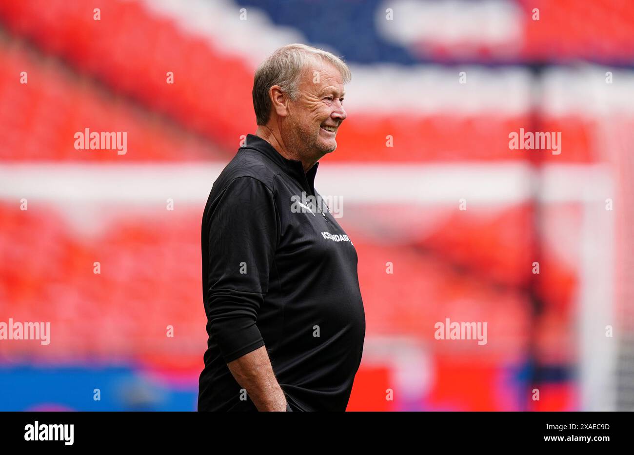Iceland head coach Age Hareide during a training session at Wembley ...