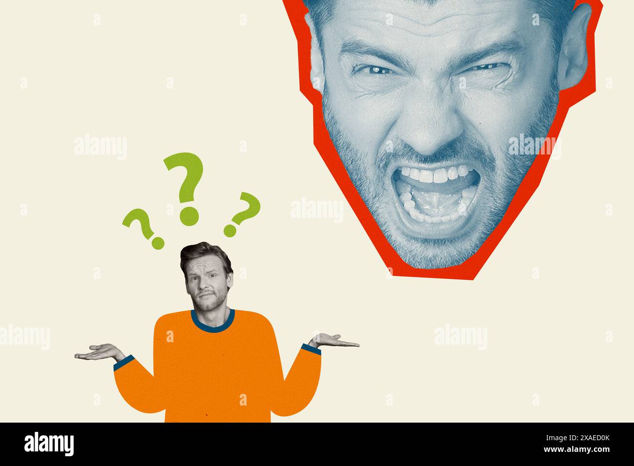 Creative abstract template collage of angry man head scream confused ...