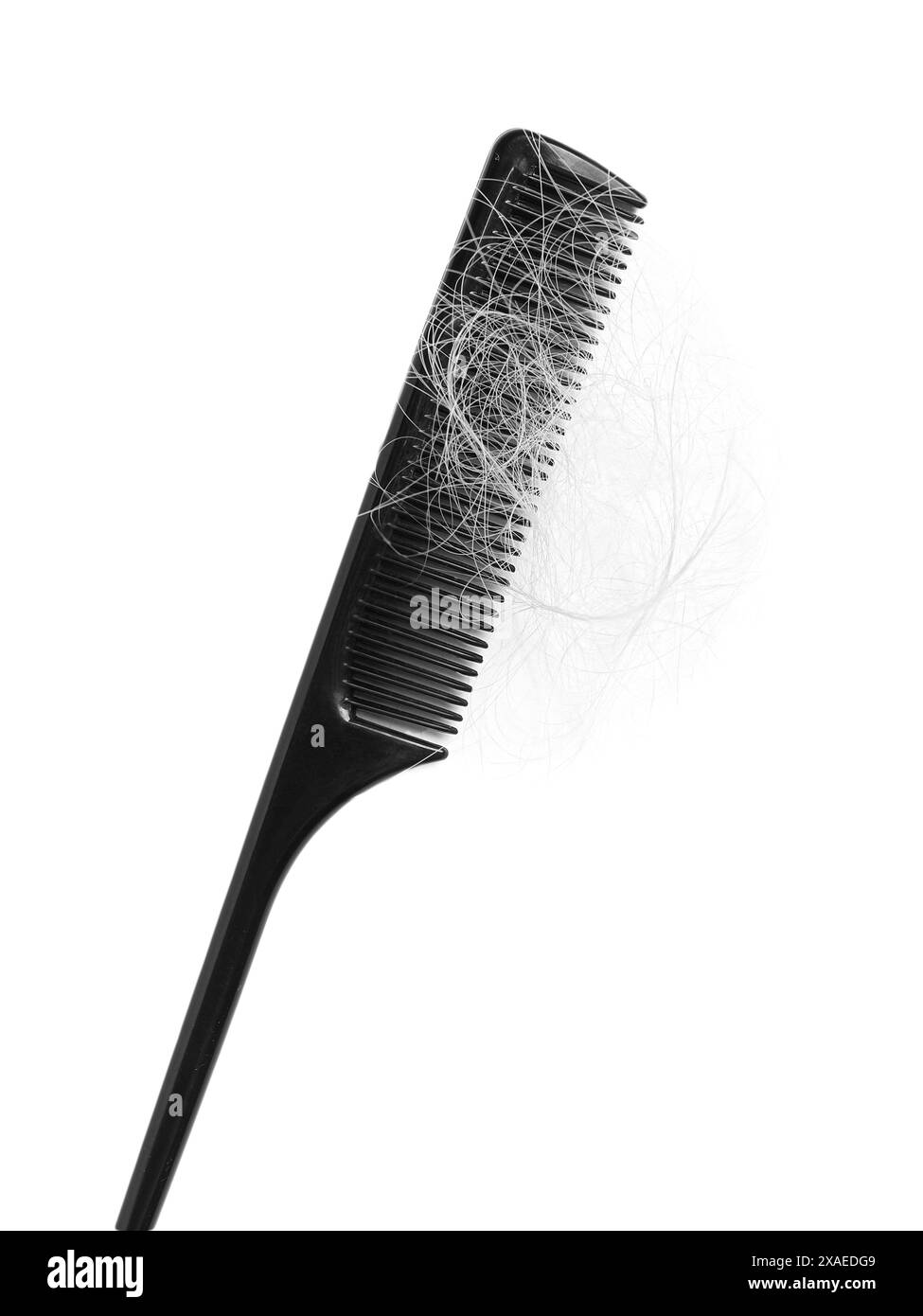 Comb with lost hair isolated on white, top view Stock Photo - Alamy