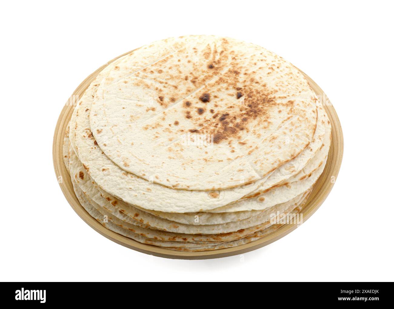 Stack of tasty homemade tortillas isolated on white Stock Photo - Alamy