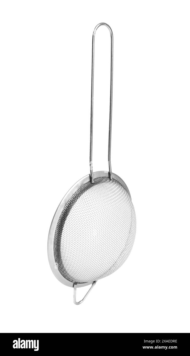 One metal sieve isolated on white. Kitchen utensil Stock Photo - Alamy