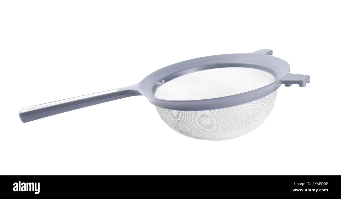 One metal sieve isolated on white. Kitchen utensil Stock Photo - Alamy