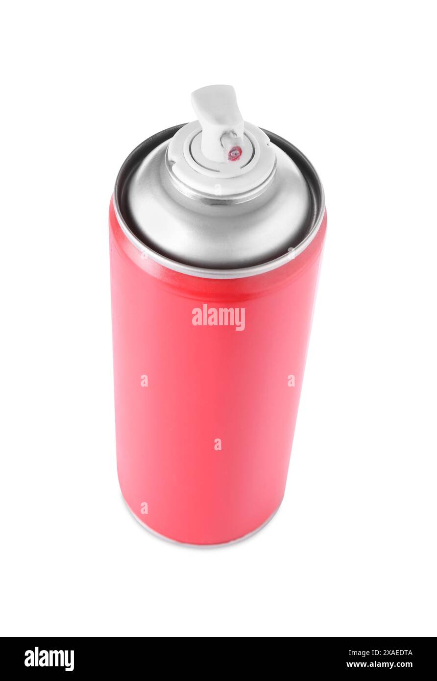 One red spray paint can isolated on white Stock Photo - Alamy