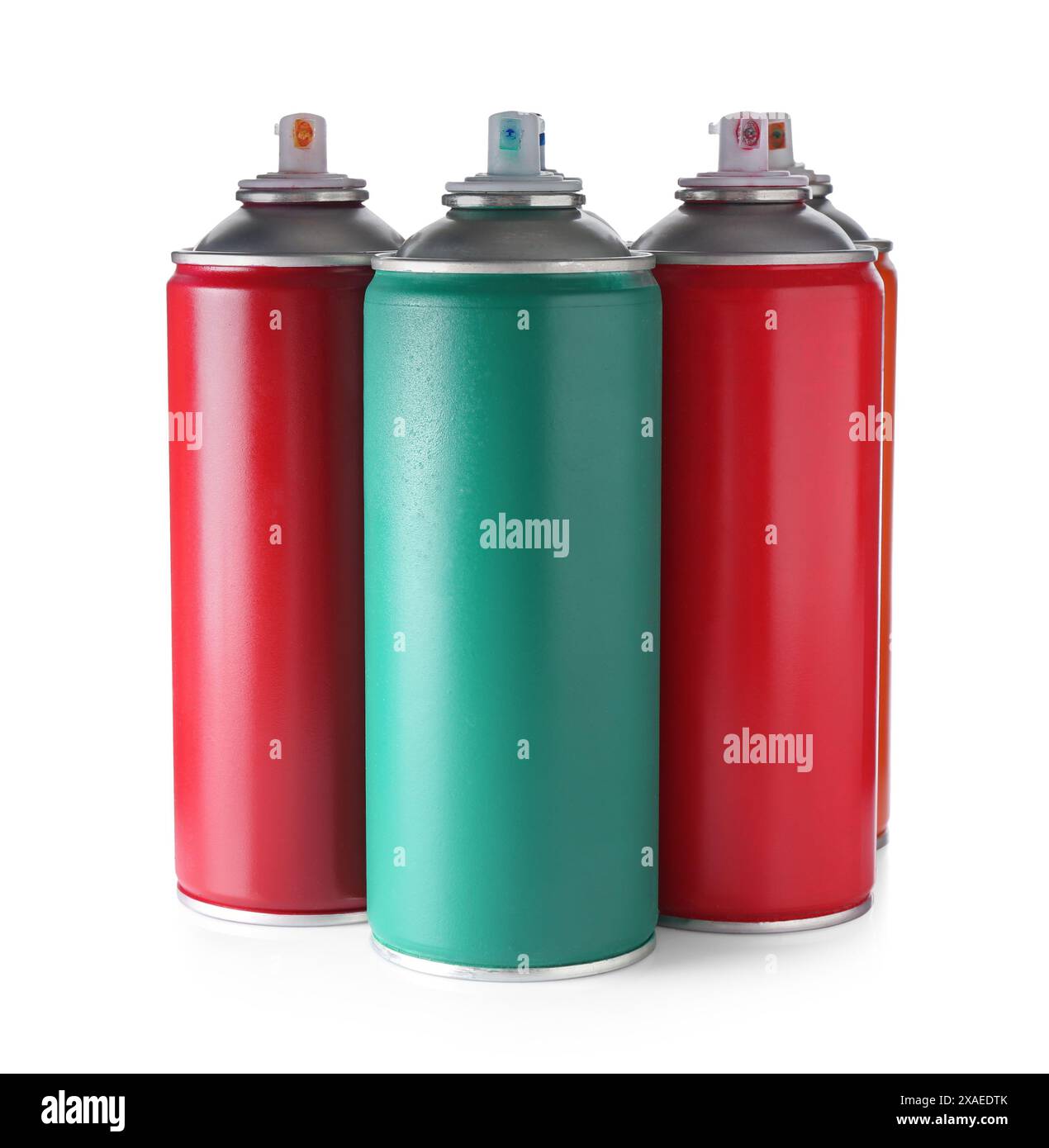 Many spray paint cans isolated on white Stock Photo - Alamy