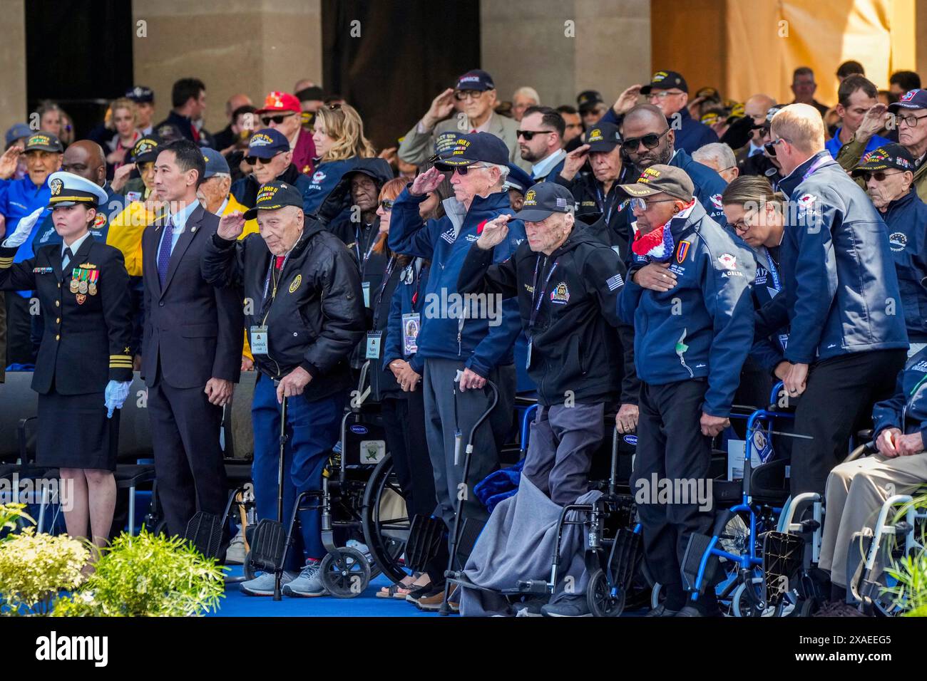 Normandy, France. 05th June, 2024. Veterans pictured during an ...
