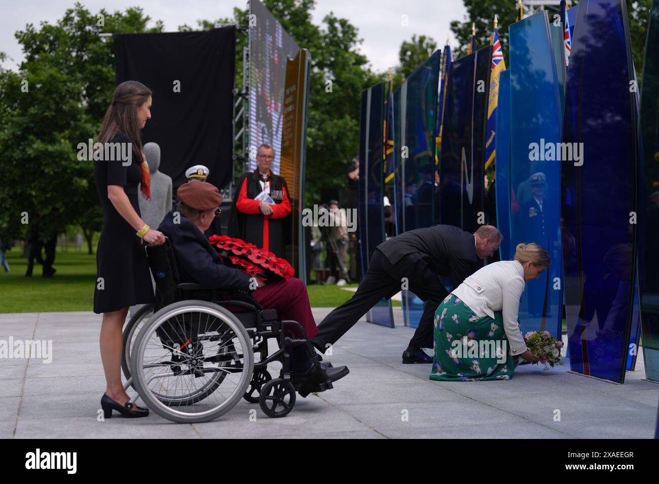 The Duke and Duchess of Edinburgh lay a wreath during the Royal British ...