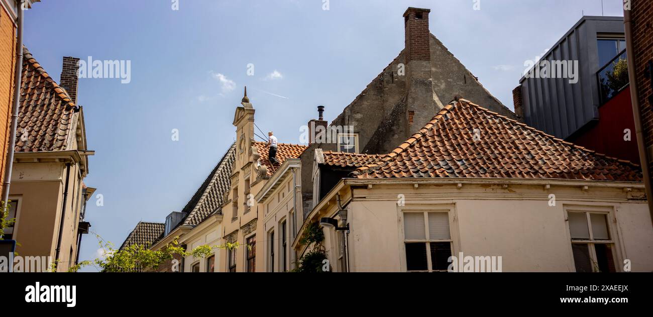 Typical historic medieval exterior facades of Hanseatic city center ...