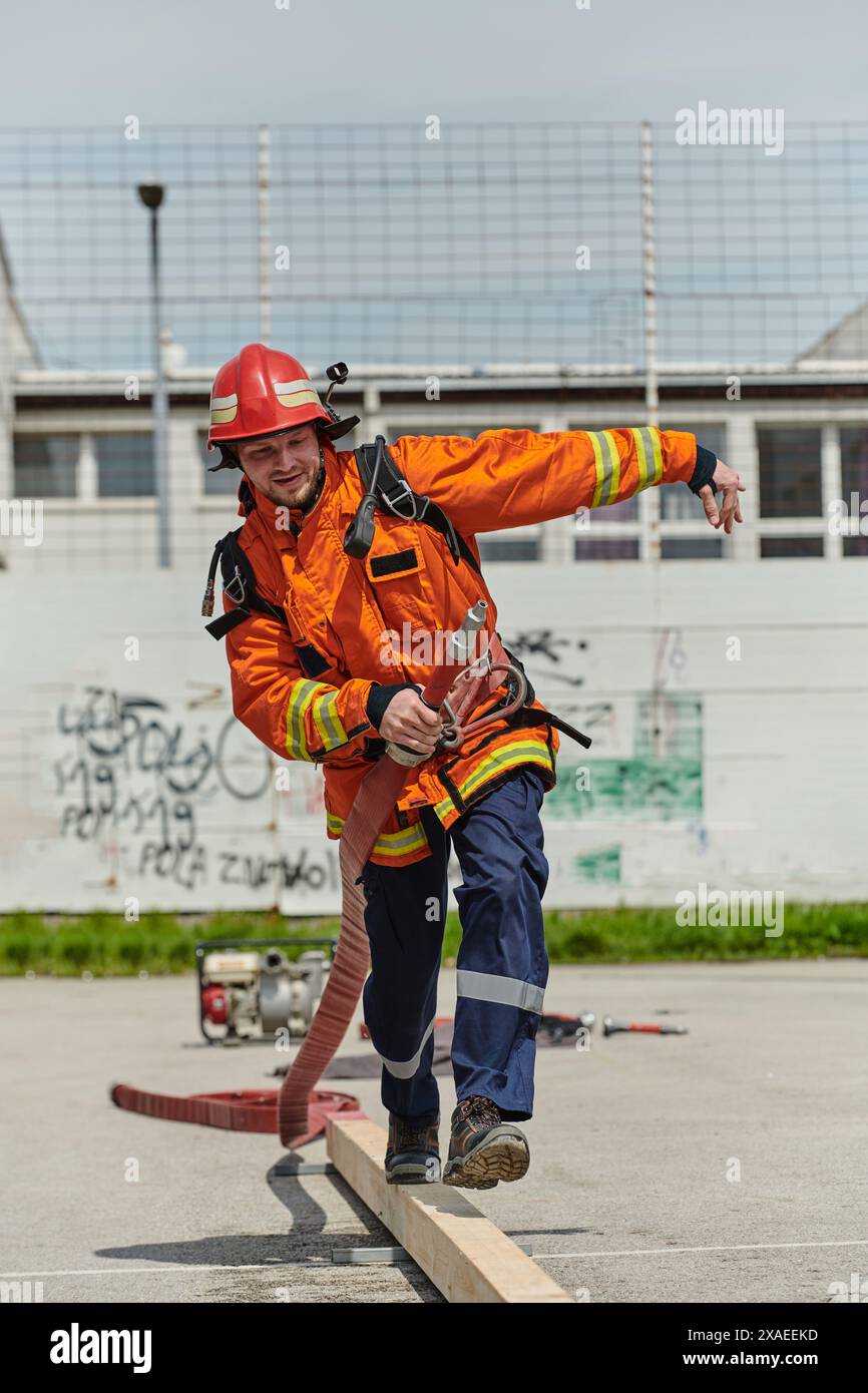 Firefighter Training and Preparing in Professional Gear for Job Hazards ...