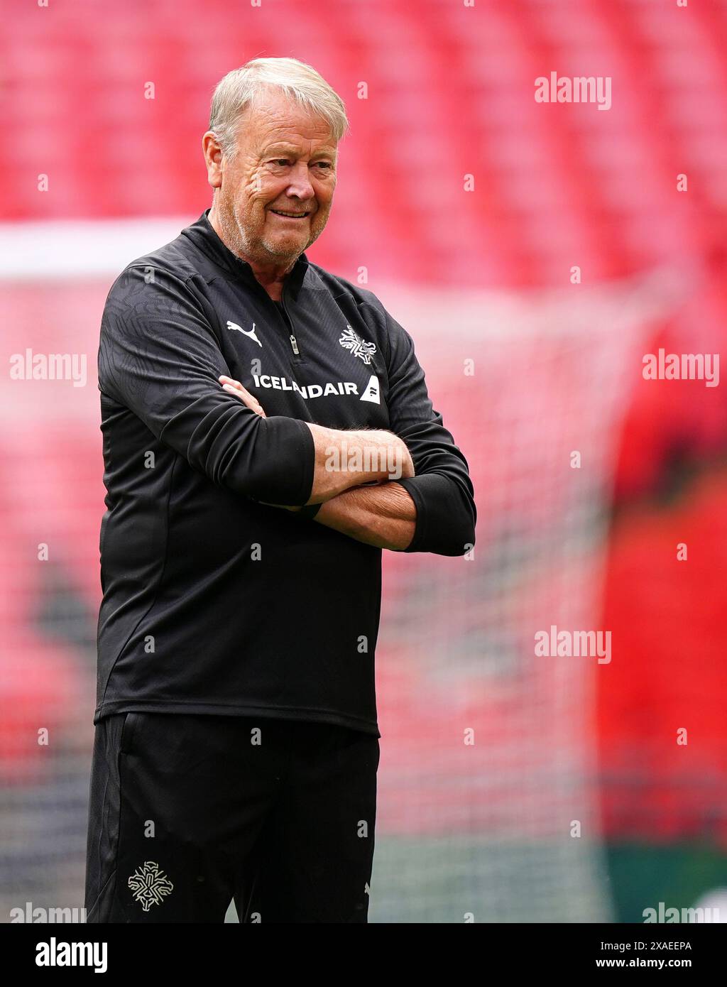 Iceland head coach Age Hareide during a training session at Wembley ...