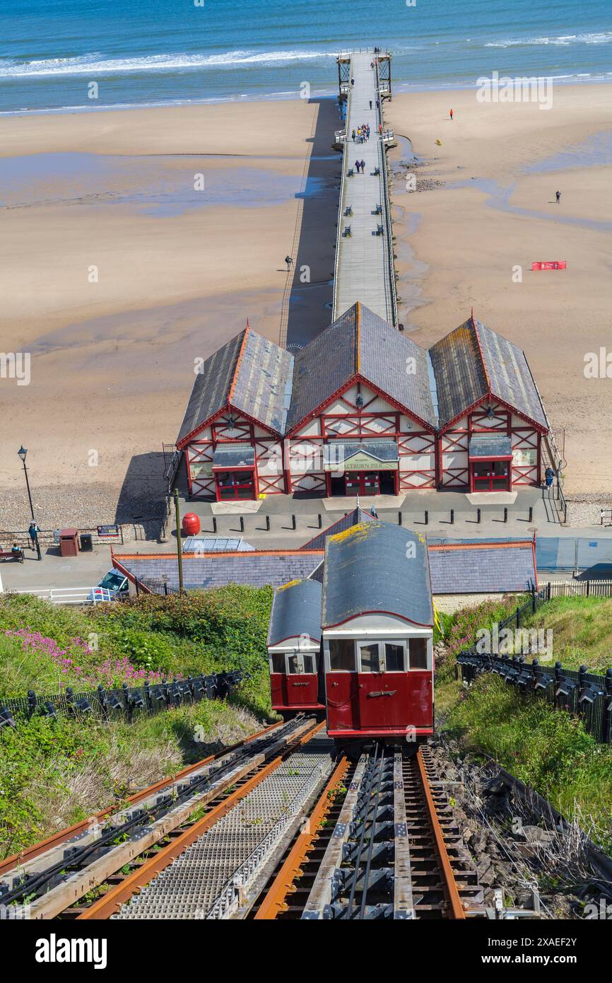 A view from top of cliff lift at Saltburn by the Sea,England,UK Stock ...