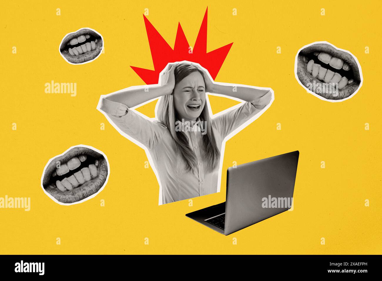 Trend artwork composite sketch image photo collage of bad mood migraine ...