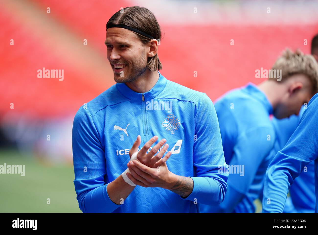 Iceland's Arnor Ingvi Traustason during a training session at Wembley ...