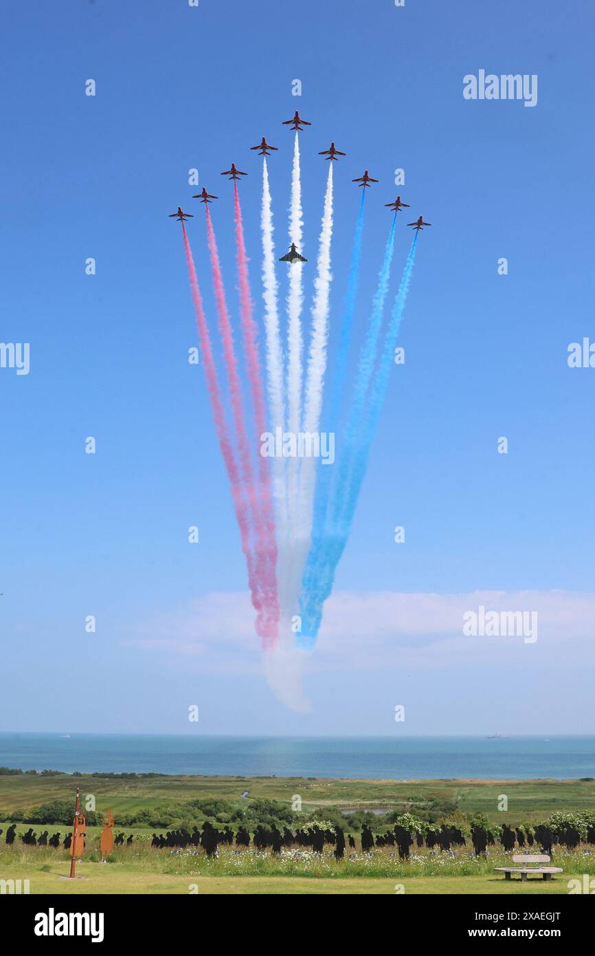 The Red Arrows with a Typhoon FGR4 aircraft, painted with black and ...