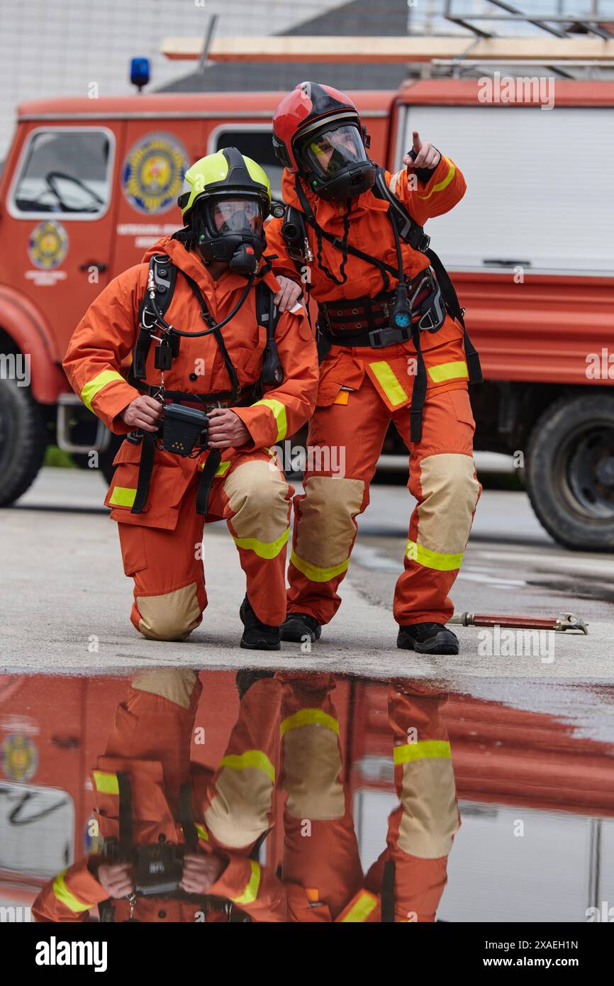Firefighter Team Learning Thermal Camera Usage During Training Session ...