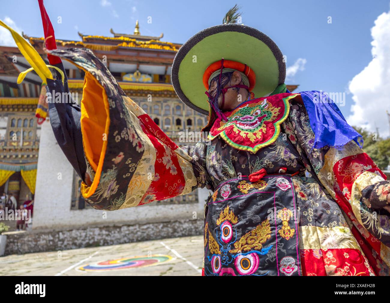 Dance of the hats during Ura Yakchoe festival, Bumthang, Ura, Bhutan ...