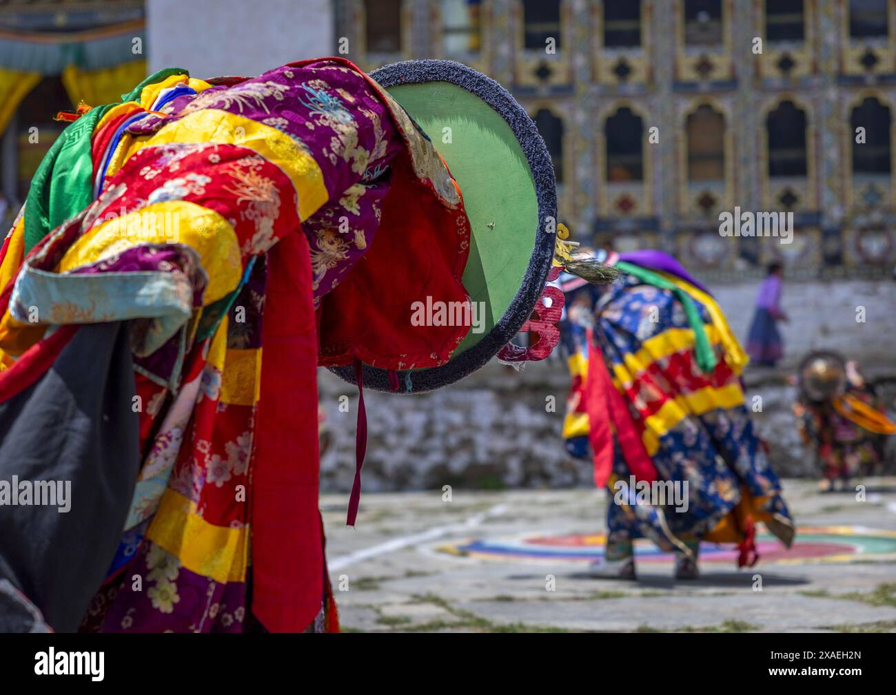 Dance of the hats during Ura Yakchoe festival, Bumthang, Ura, Bhutan ...