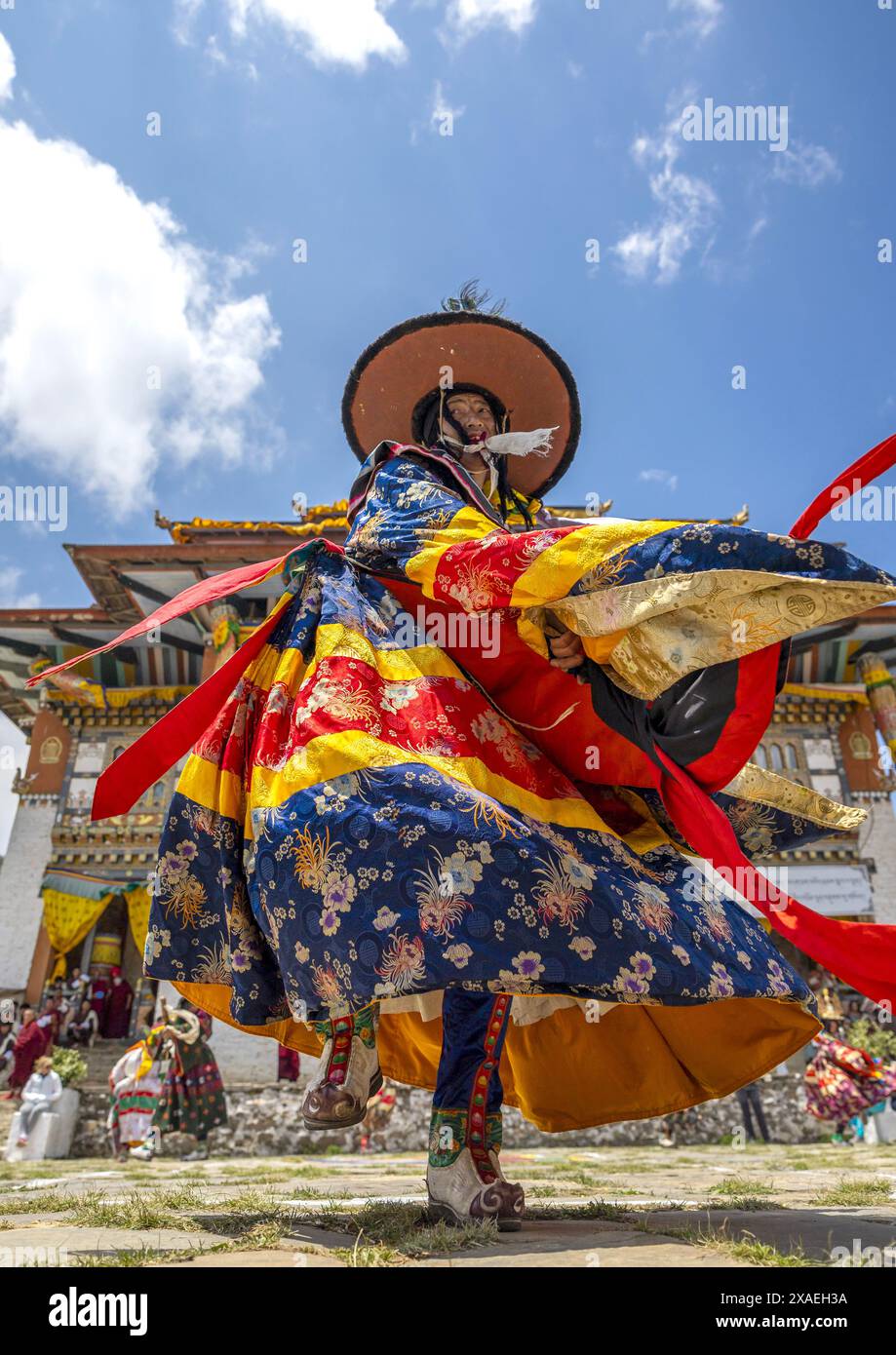 Dance of the hats during Ura Yakchoe festival, Bumthang, Ura, Bhutan ...