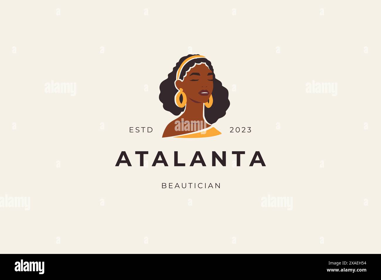 African beauty young woman portrait cosmetology beautician logo design ...
