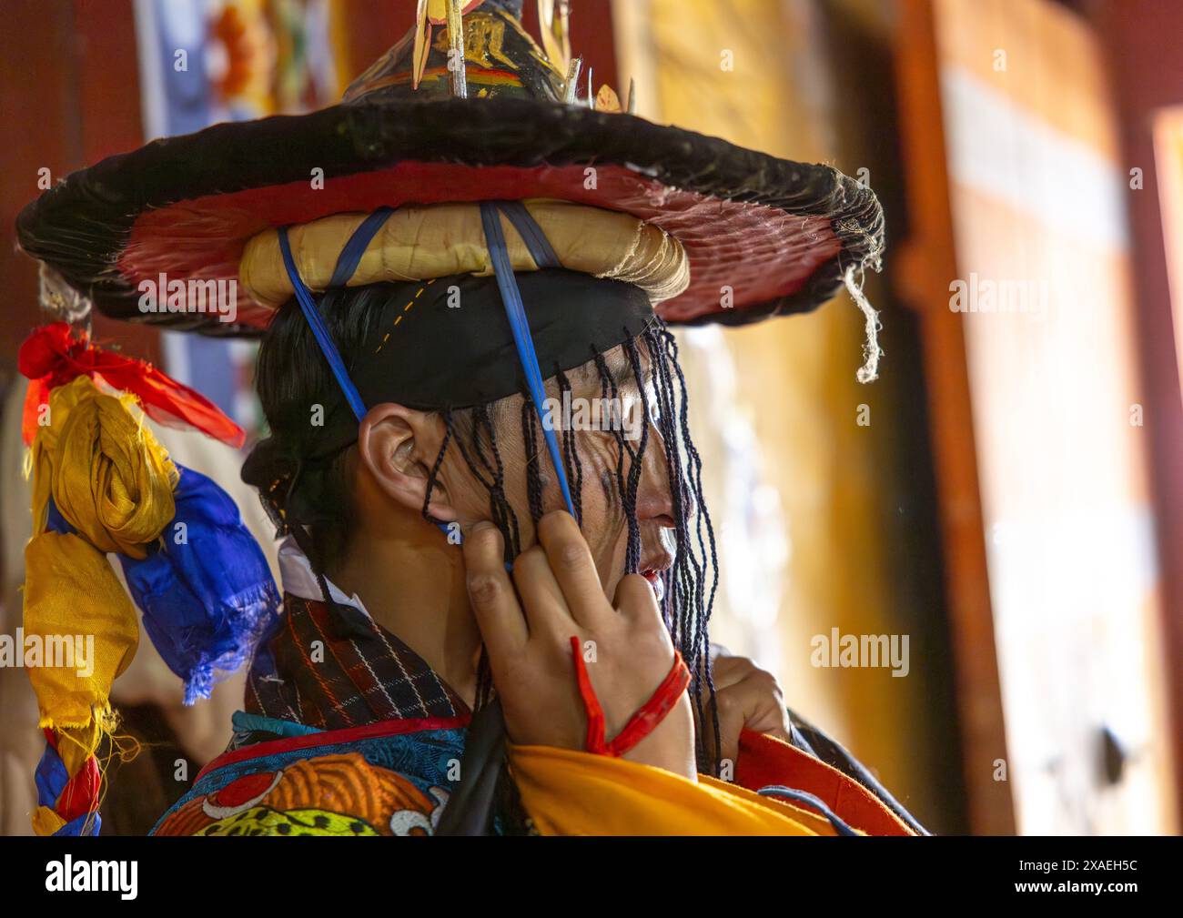 Preparation of the dance of the hats in Ura Yakchoe festival, Bumthang ...