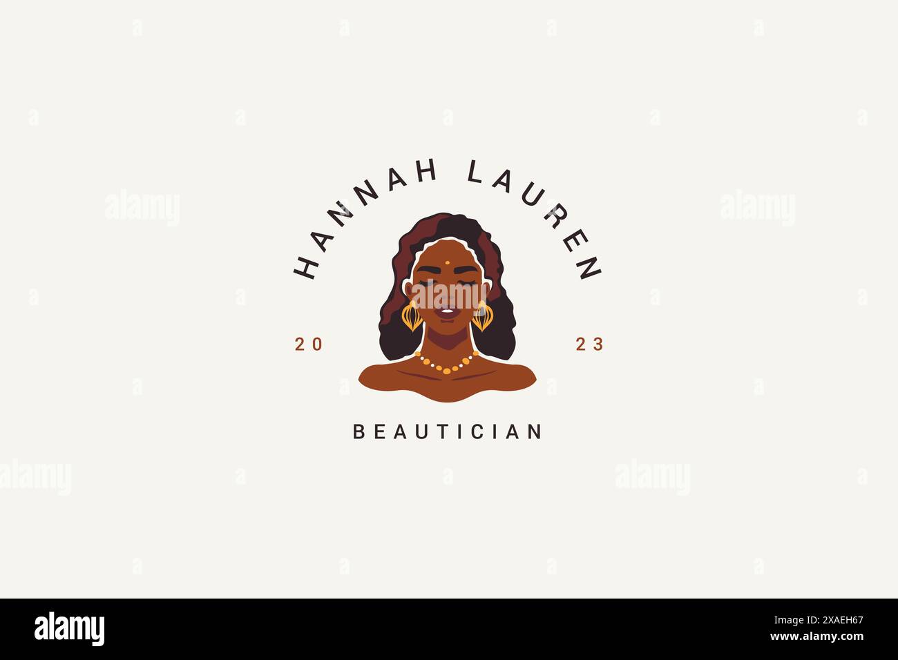 Tribal African woman golden accessories ethnic princess logo design ...