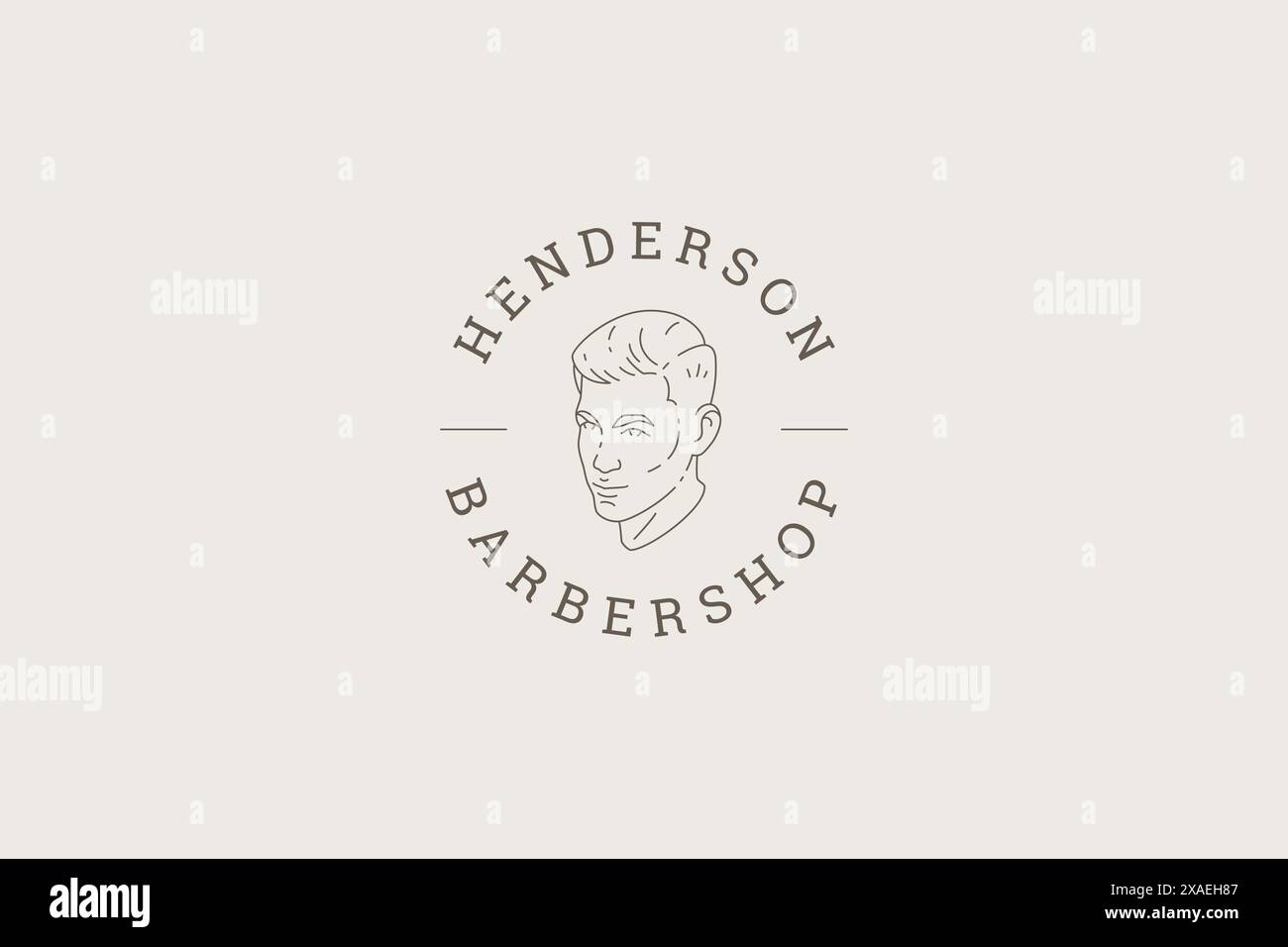 Man stylish hairdo portrait barbershop circle minimal line logo design ...