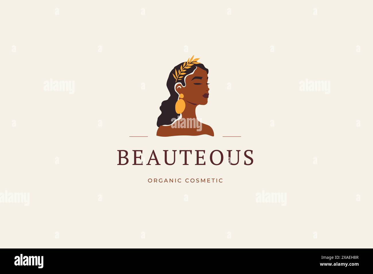 Beautiful African woman elegant jewelry portrait boho logo design ...