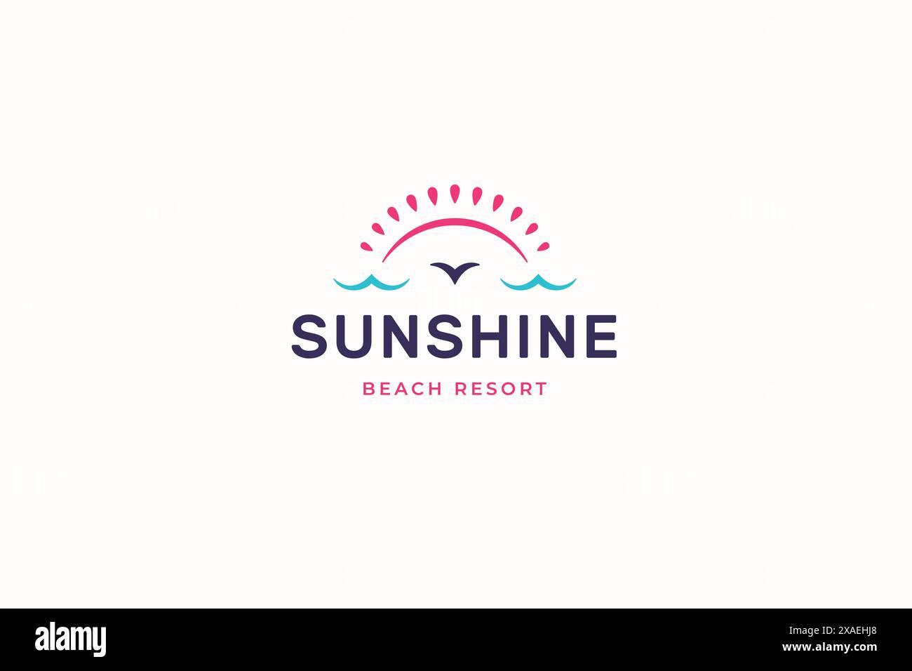 Paradise beach resort summer sun sea ocean island minimal logo design ...