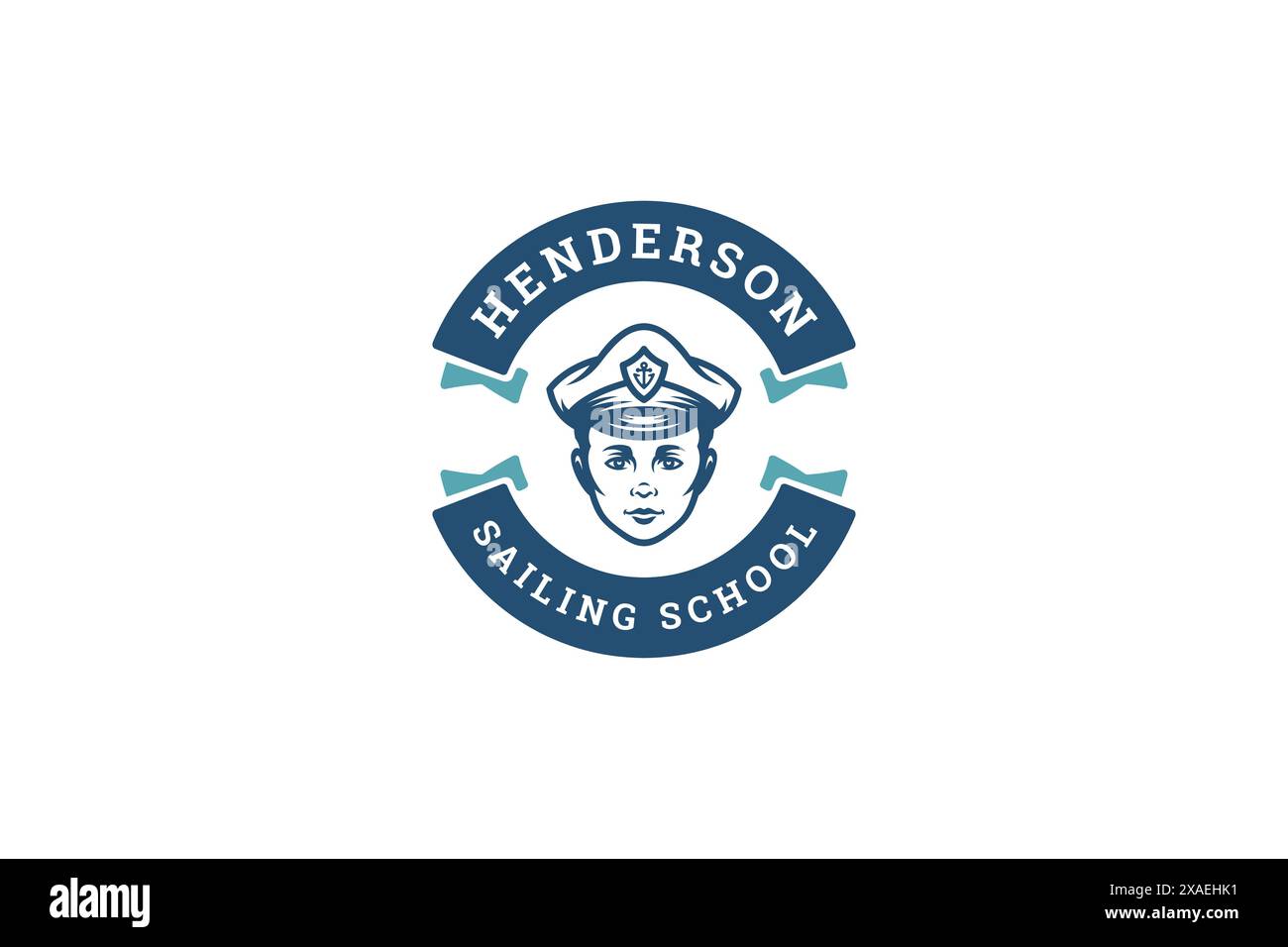 Sailor male portrait marine nautical sailing school circle vintage logo ...