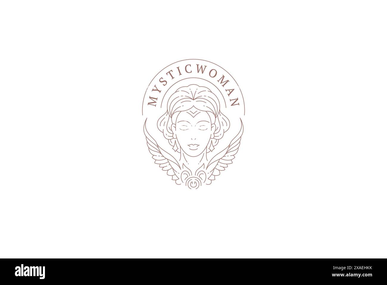 Sacred mystic winged woman beautiful hairstyle line art logo design ...