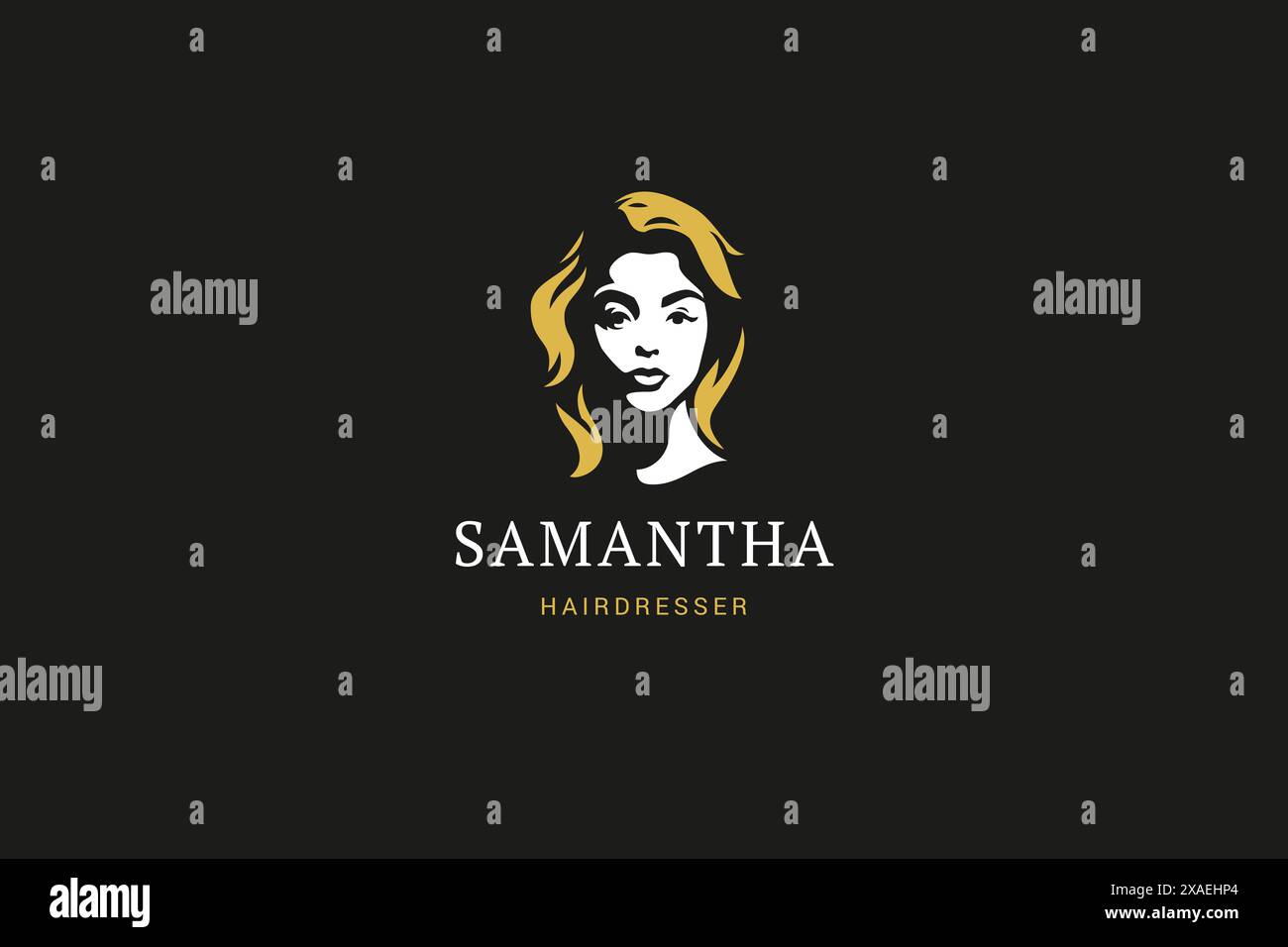 Gentle beautiful blonde woman portrait silhouette retro logo design ...