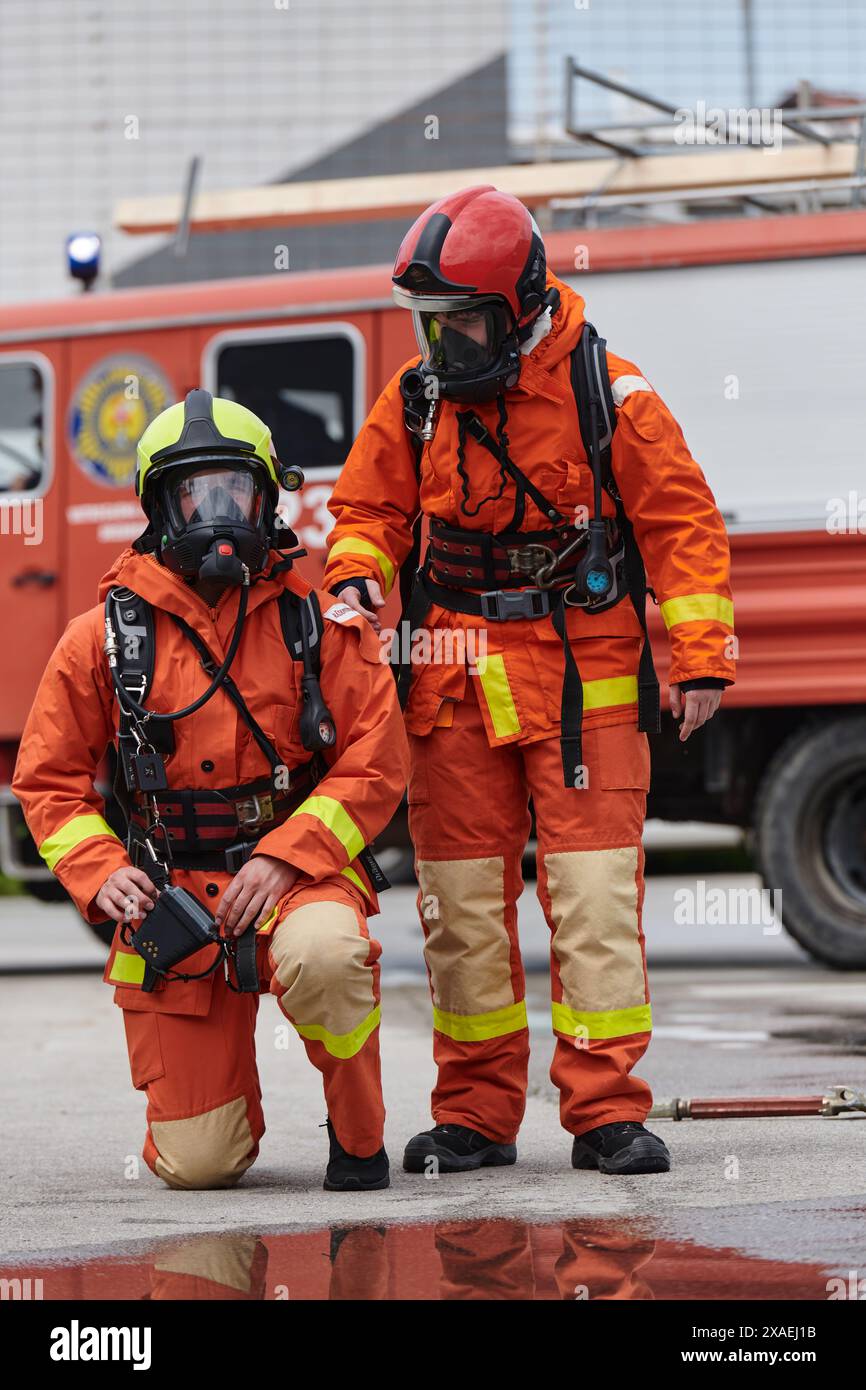 Firefighter Team Learning Thermal Camera Usage During Training Session ...