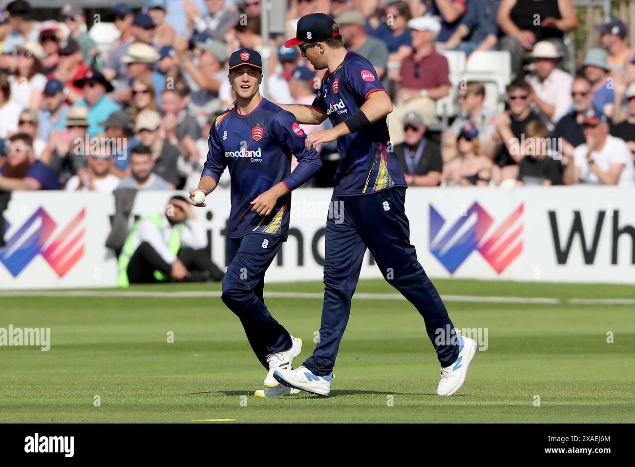 Luc Benkenstein of Essex celebrates his catch to dismiss Jack Davies ...