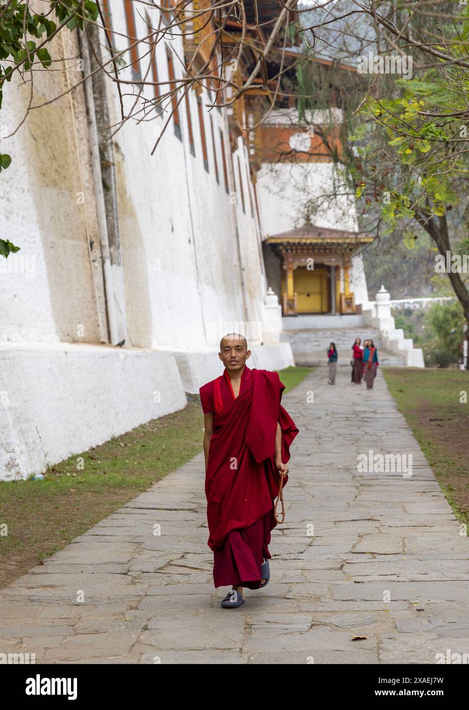 Bhutanese Monk In Punakha Dzong Punakha Dzongkhag Punakha Bhutan