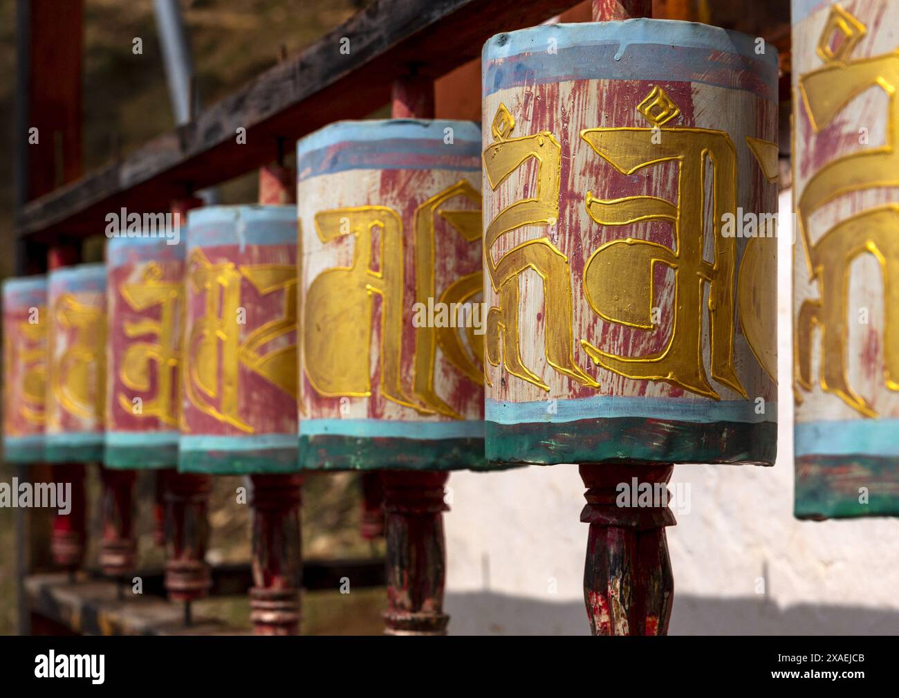 Prayer wheels, Paro, Drakarpo, Bhutan Stock Photo - Alamy
