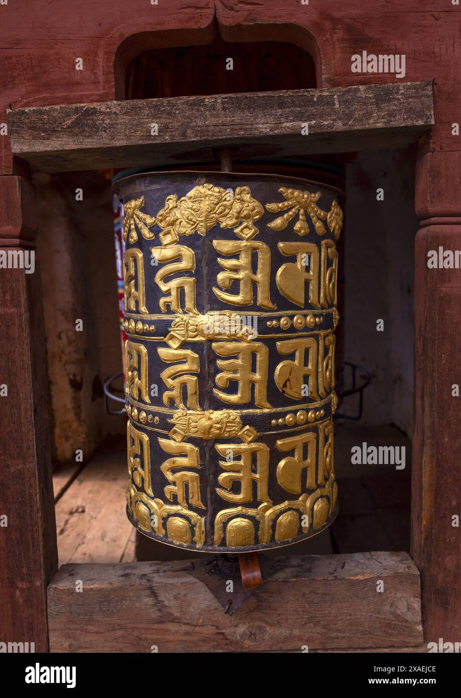 Drakarpo monastery prayer wheels, Paro, Drakarpo, Bhutan Stock Photo ...